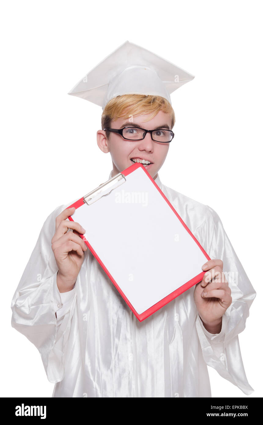Student with notebook isolated on white Stock Photo - Alamy