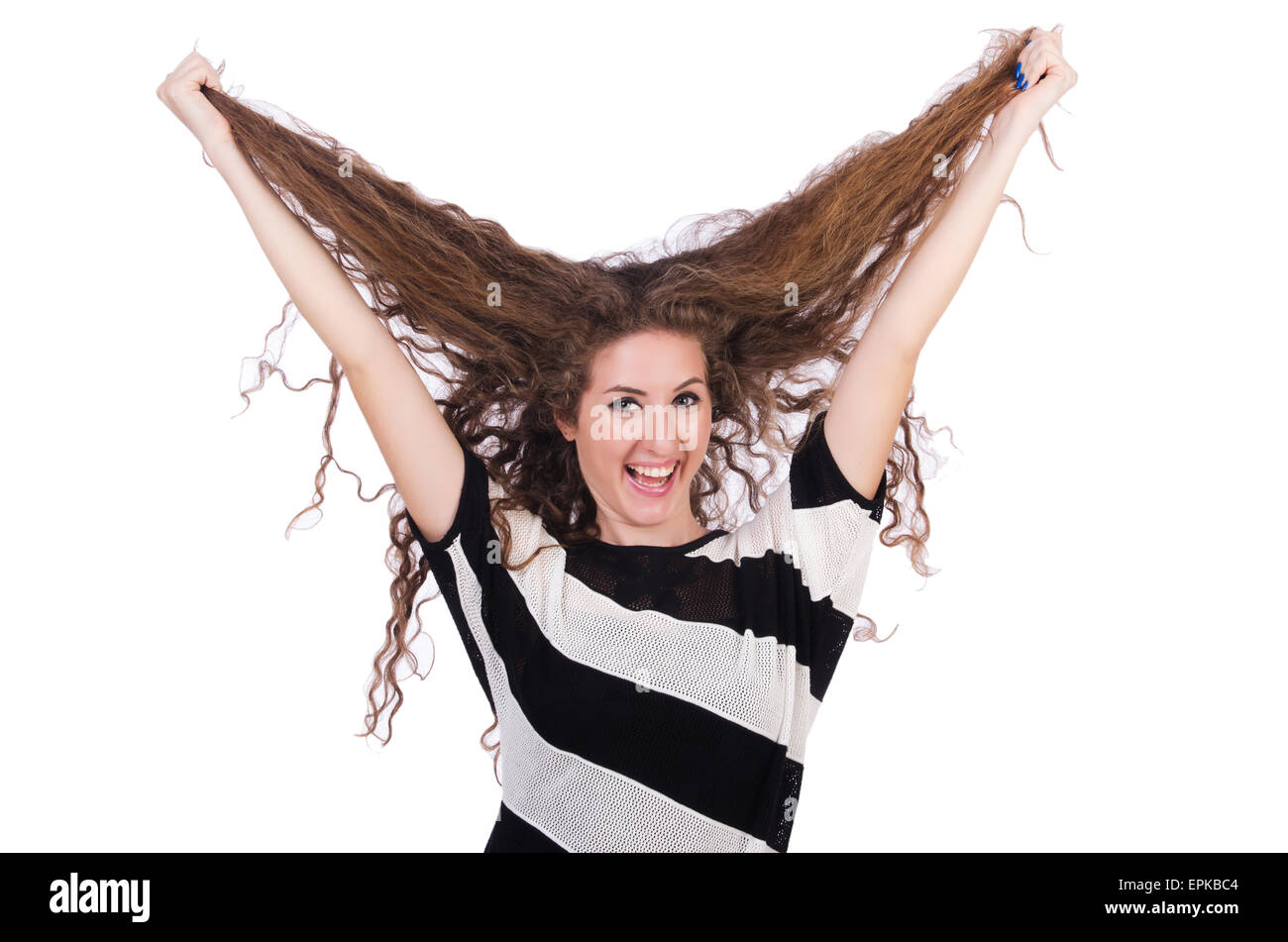 Woman with long hair haircut Stock Photo - Alamy