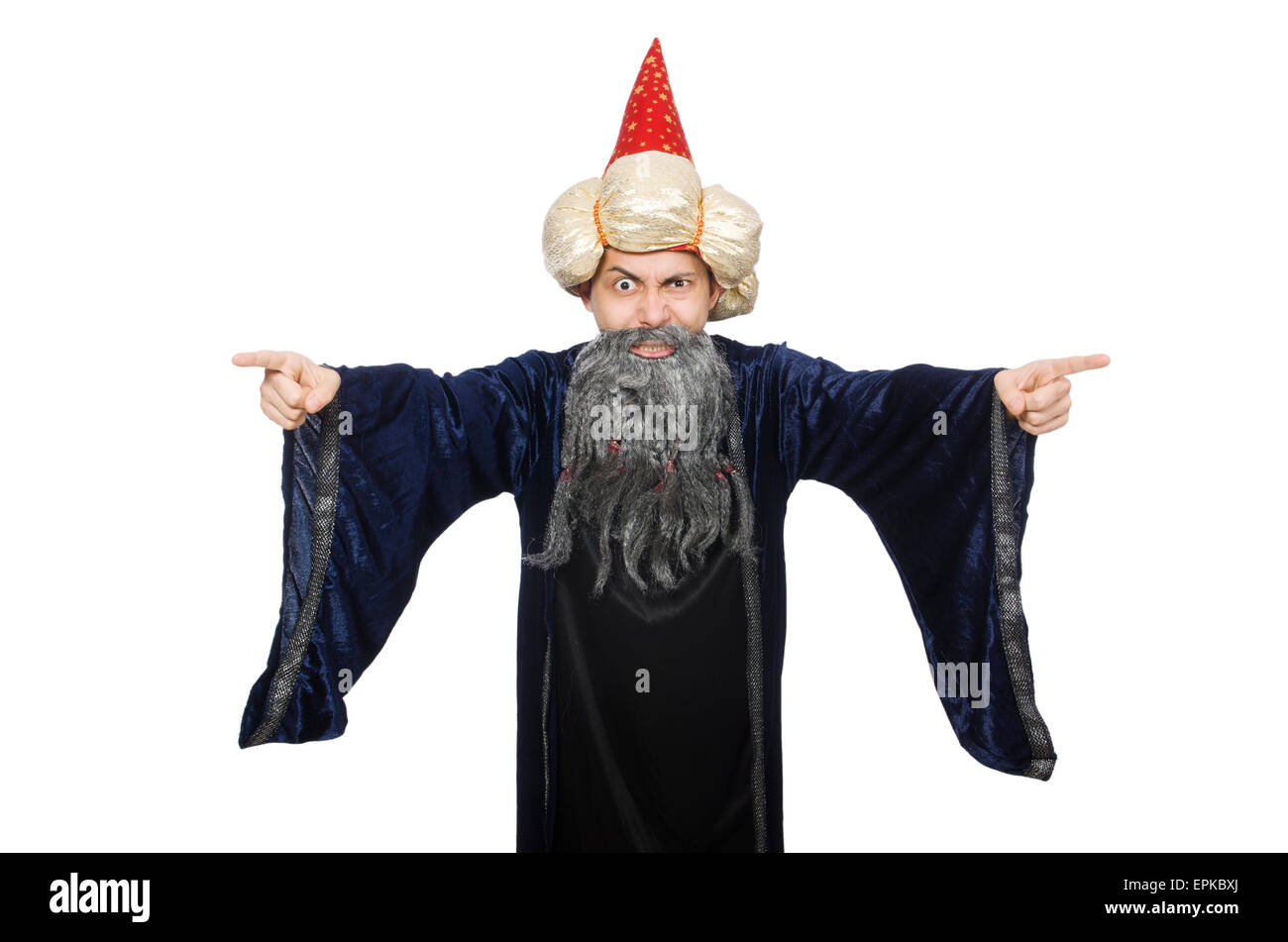 Funny wise wizard isolated on the white Stock Photo - Alamy