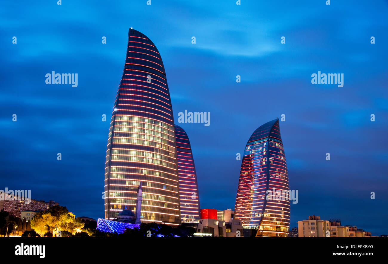 Baku - MARCH 9, 2014: Flame Towers on March 9 in Azerbaijan, Baku ...