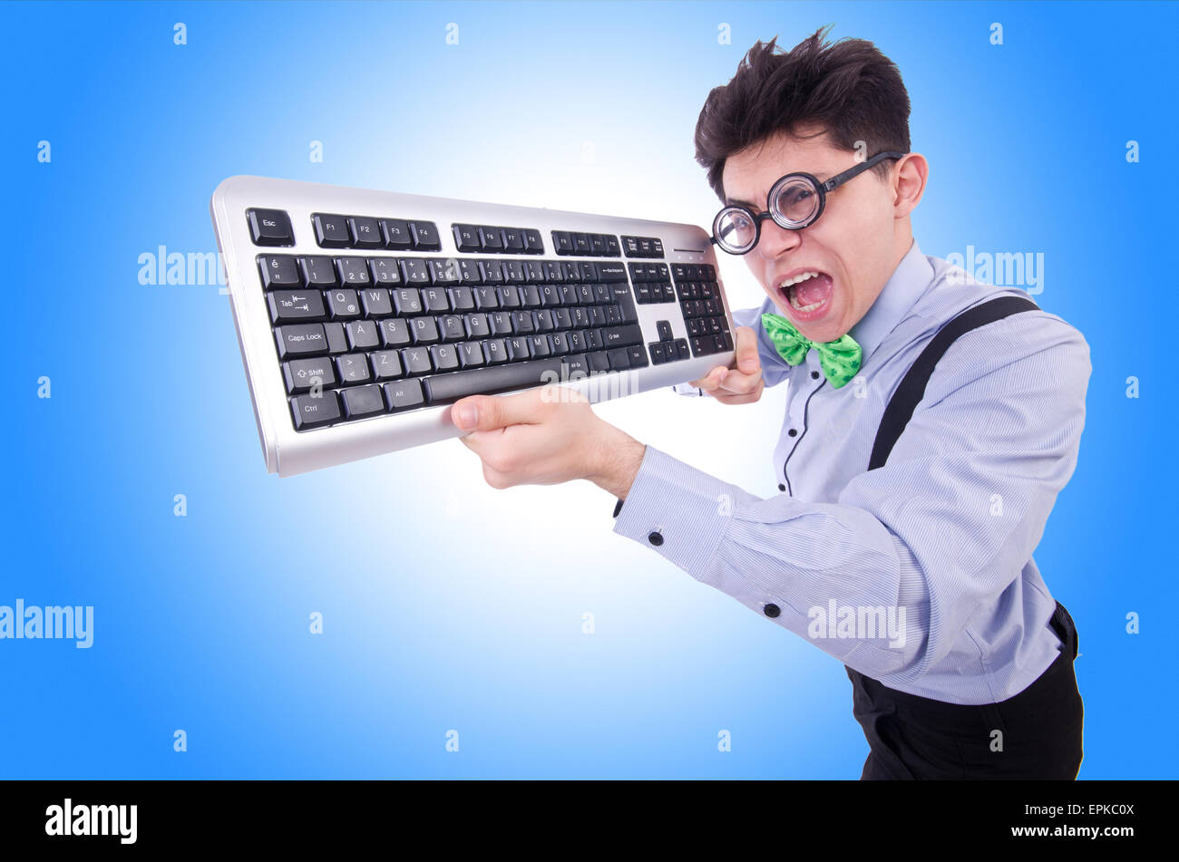 Computer geek nerd in funny concept Stock Photo - Alamy