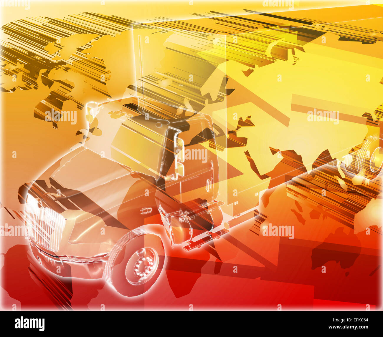 Abstract background digital collage concept illustration truck cargo ...