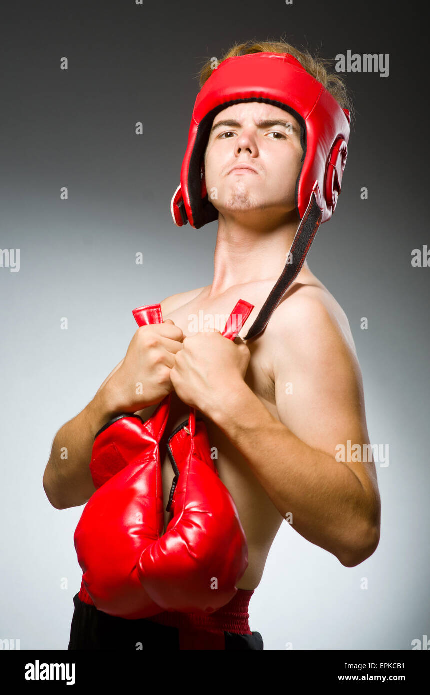 Funny nerd boxer in sport concept Stock Photo - Alamy