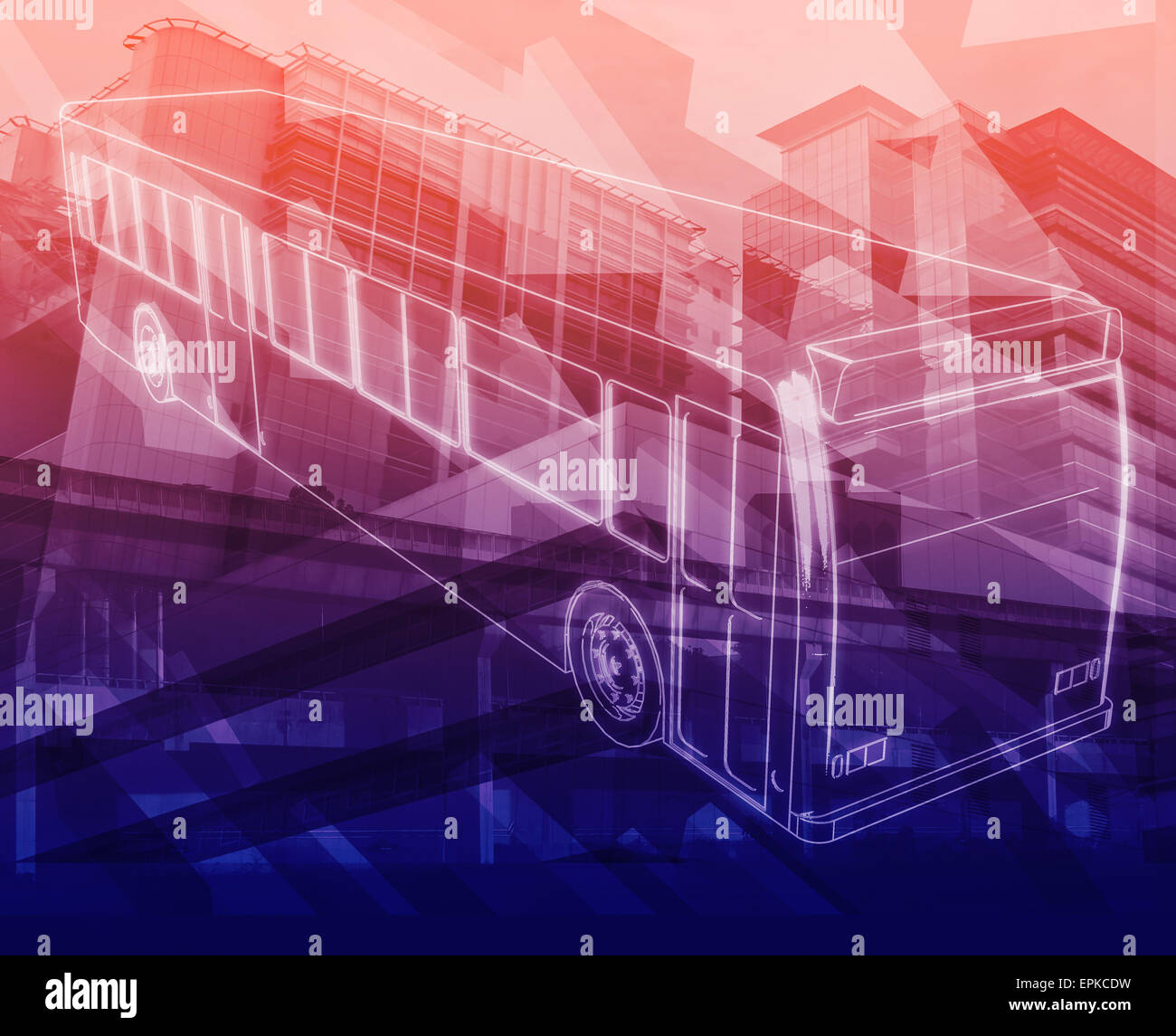 Abstract background digital collage concept illustration bus service ...