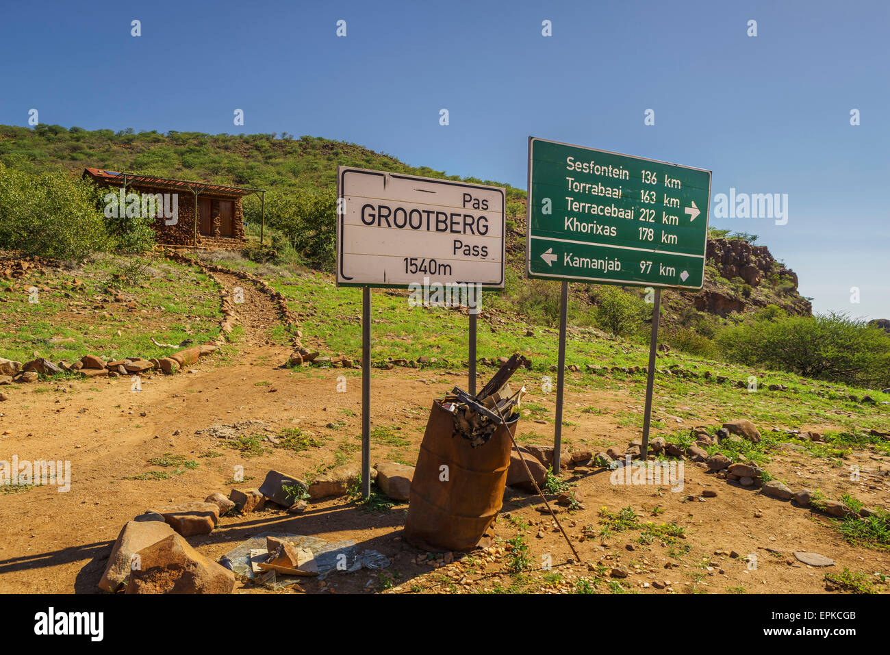 Road signs by Etendeka Mountain Lodge, Namibia, Africa Stock Photo - Alamy