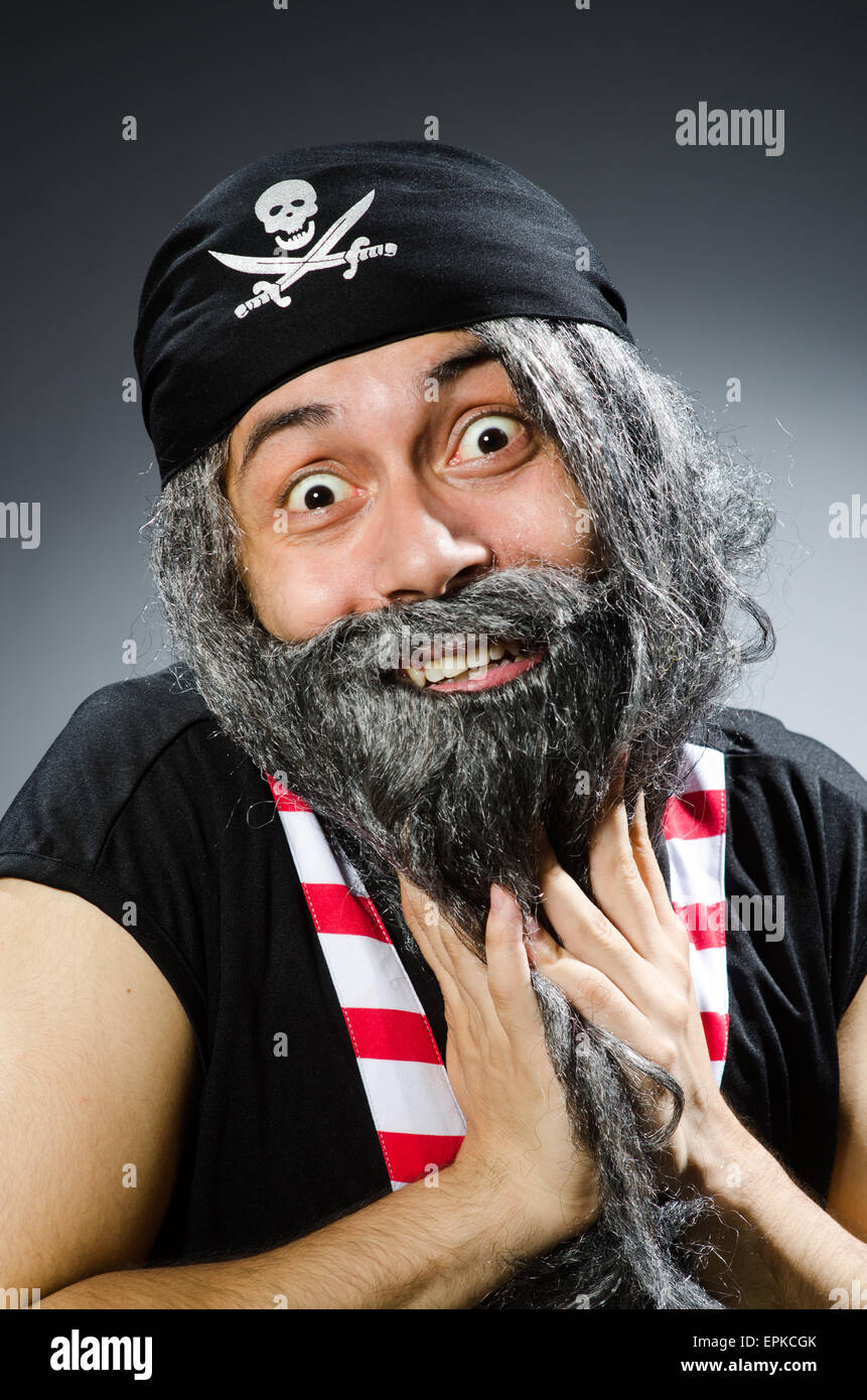 Funny pirate with long beard Stock Photo - Alamy