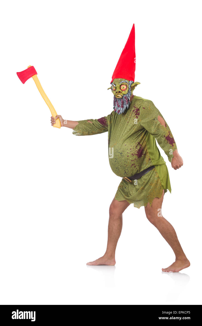 Monster man with axes isolated on white Stock Photo - Alamy