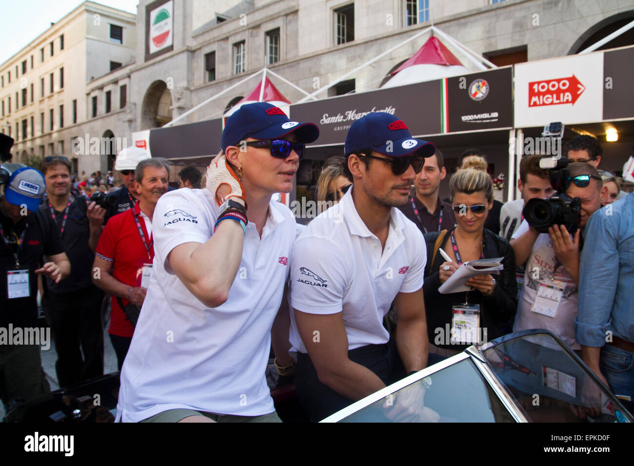 Models Jodie Kidd and David Gandy in Piazza Vittoria for the start of ...