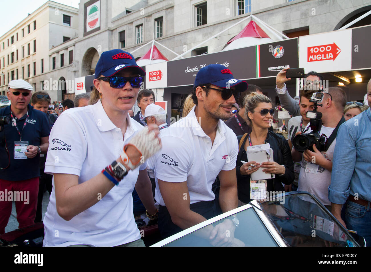 Models Jodie Kidd and David Gandy in Piazza Vittoria for the start of ...