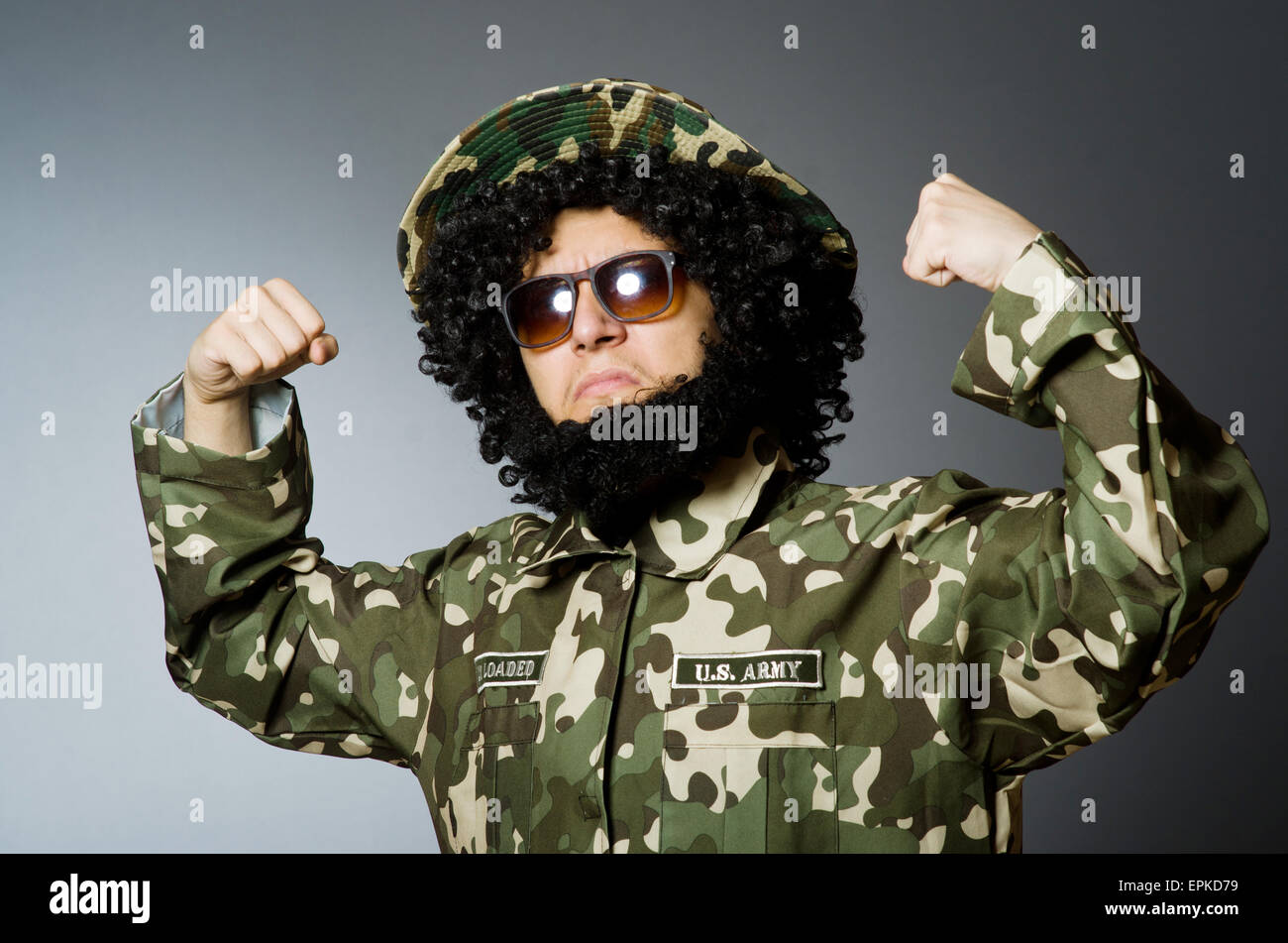 Funny soldier in military concept Stock Photo - Alamy