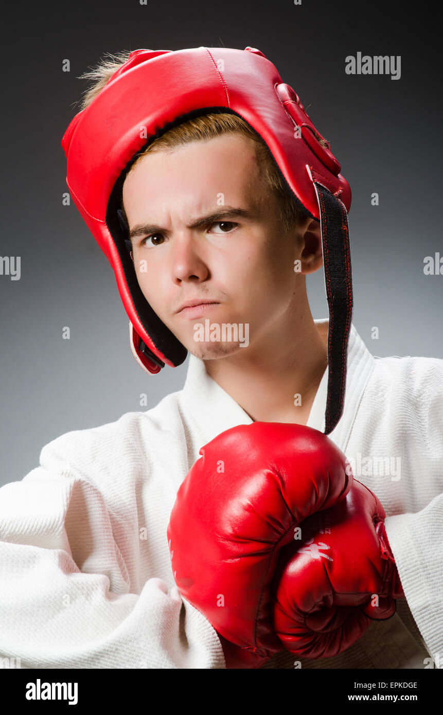 Funny boxer against dark background Stock Photo - Alamy