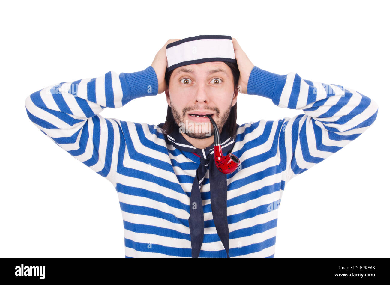 Funny sailor isolated on the white Stock Photo - Alamy