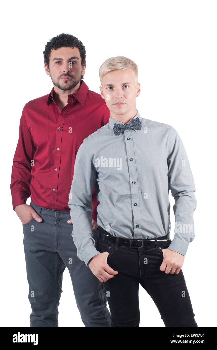 Two guys standing in white hi-res stock photography and images - Alamy