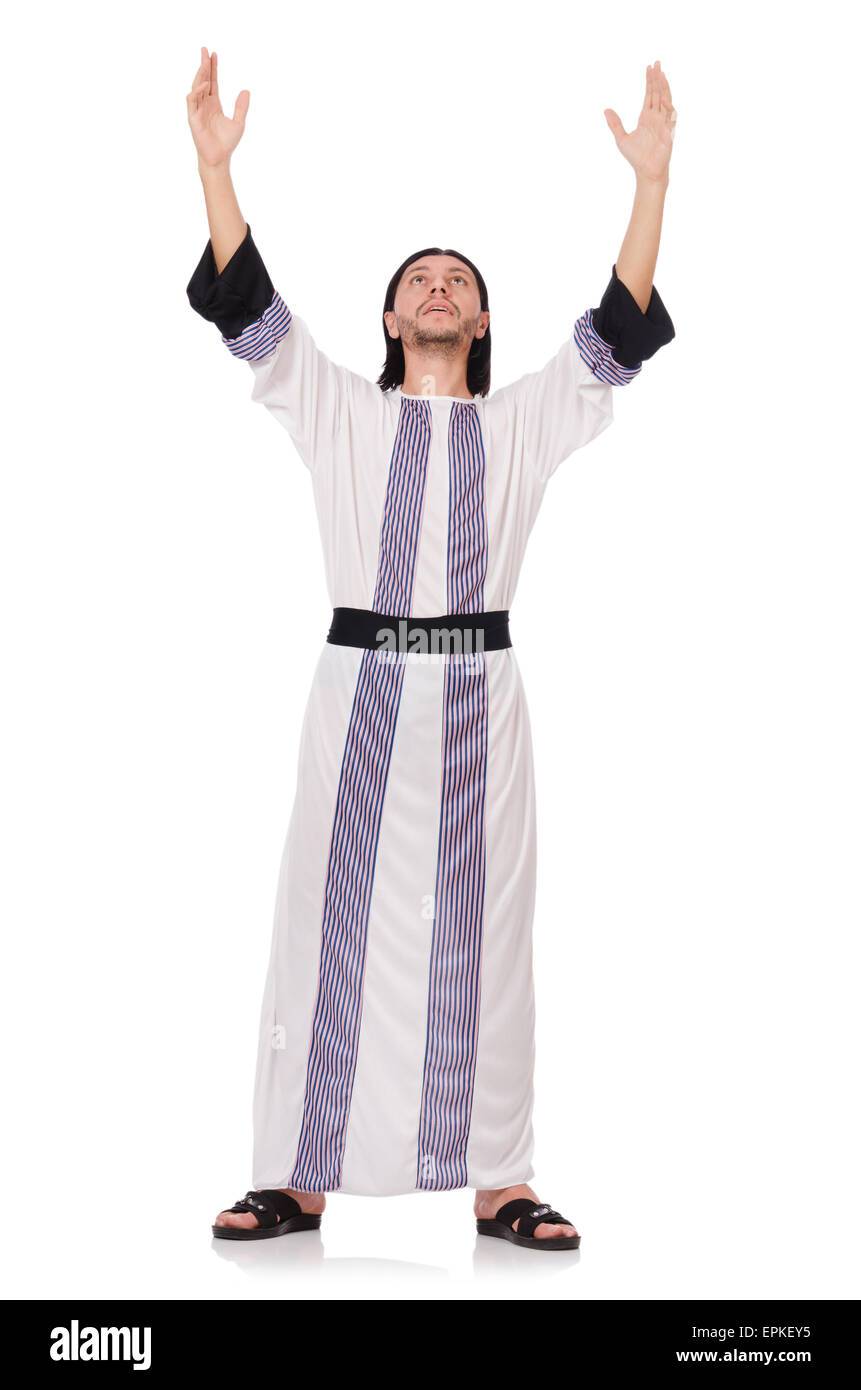 Concept with arab man isolated on white Stock Photo - Alamy