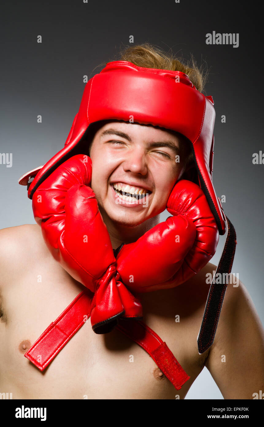 Funny boxer against dark background Stock Photo - Alamy