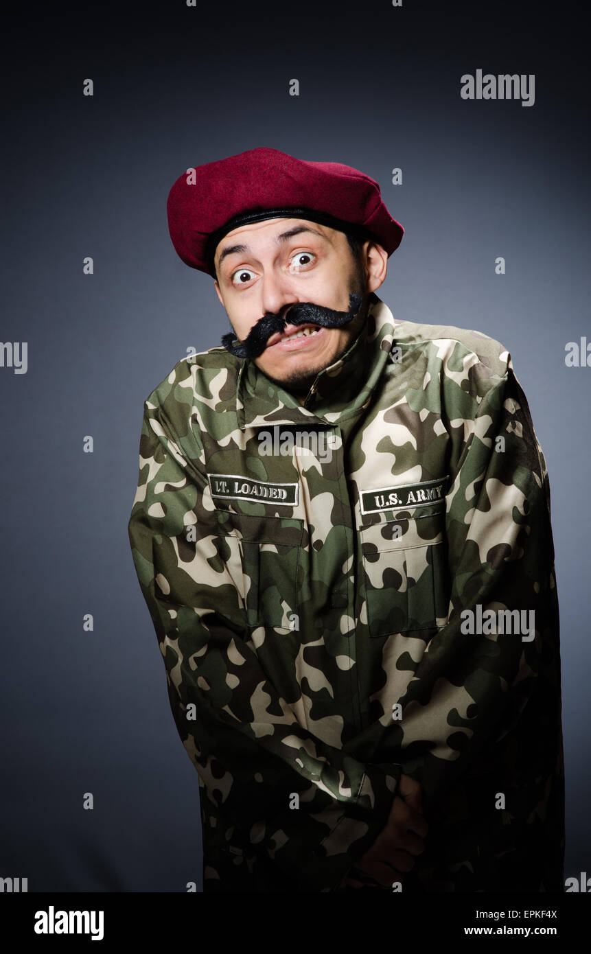 Funny soldier in military concept Stock Photo - Alamy