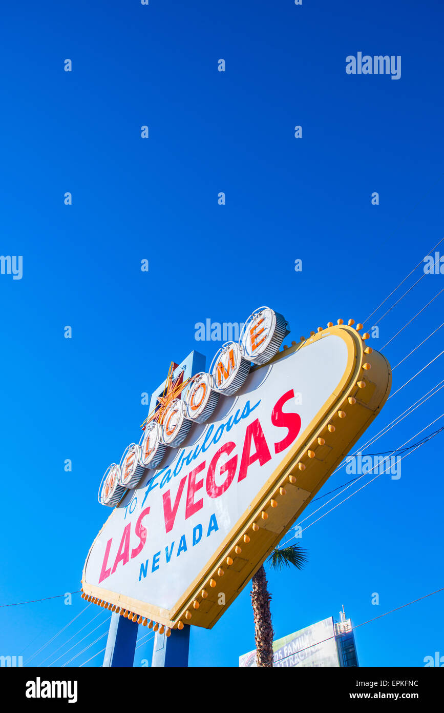 Famous Las Vegas sign on bright sunny day Stock Photo - Alamy