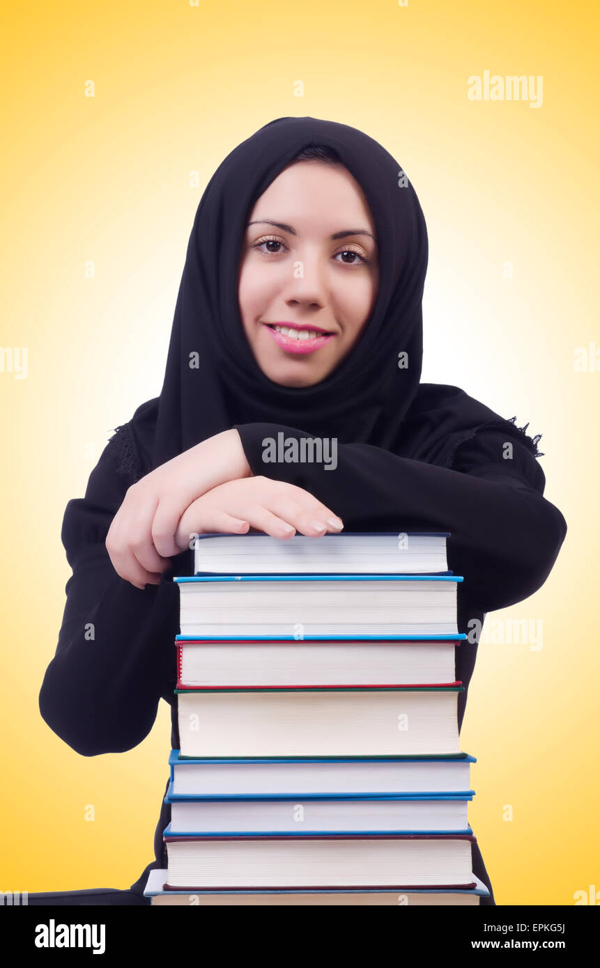 Young muslim female student with books Stock Photo - Alamy