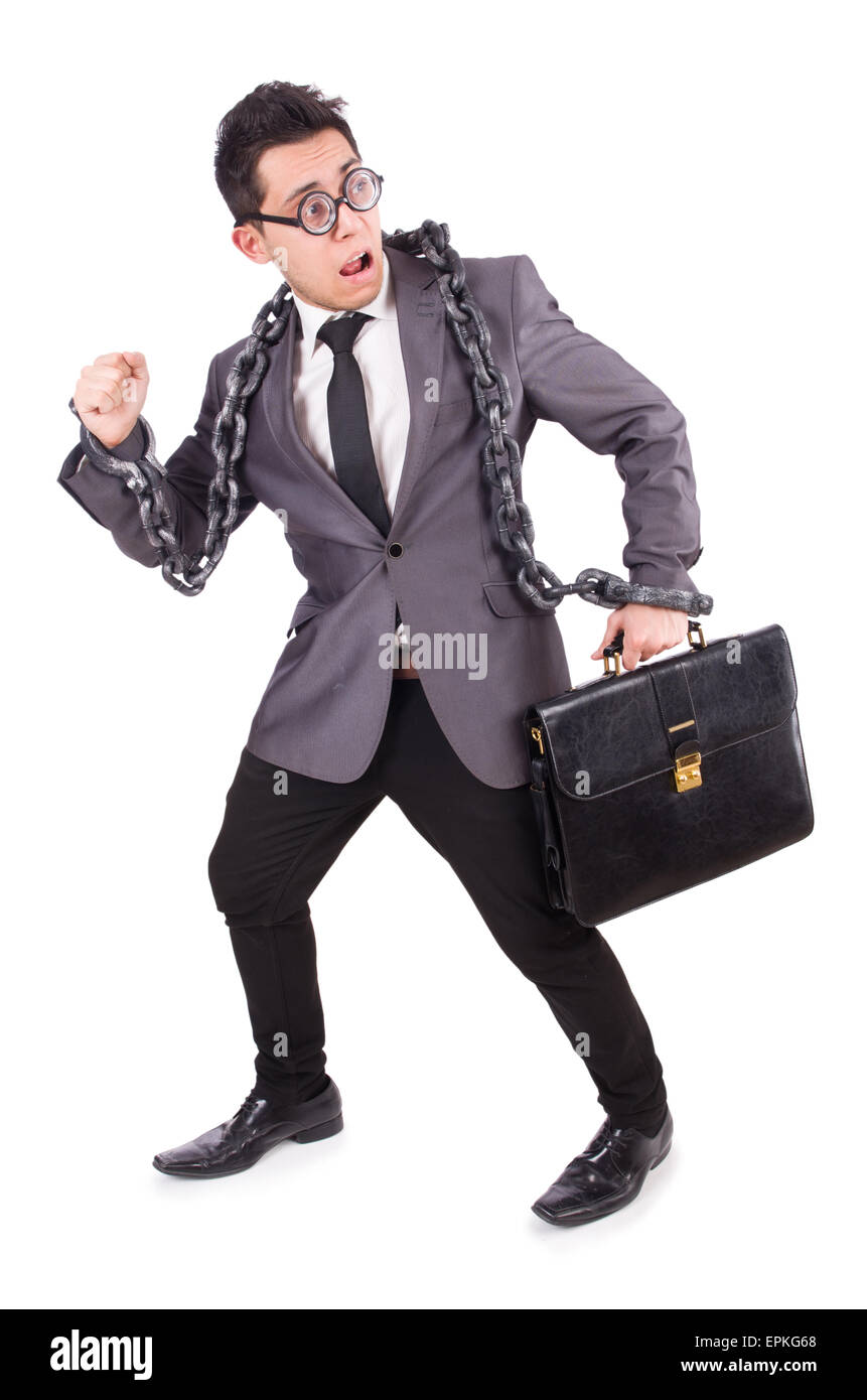 Man with chain isolated on white Stock Photo - Alamy