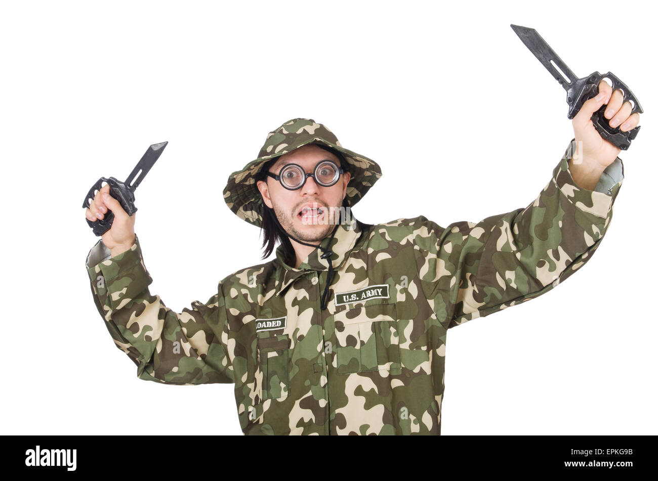 Funny soldier in military concept Stock Photo - Alamy