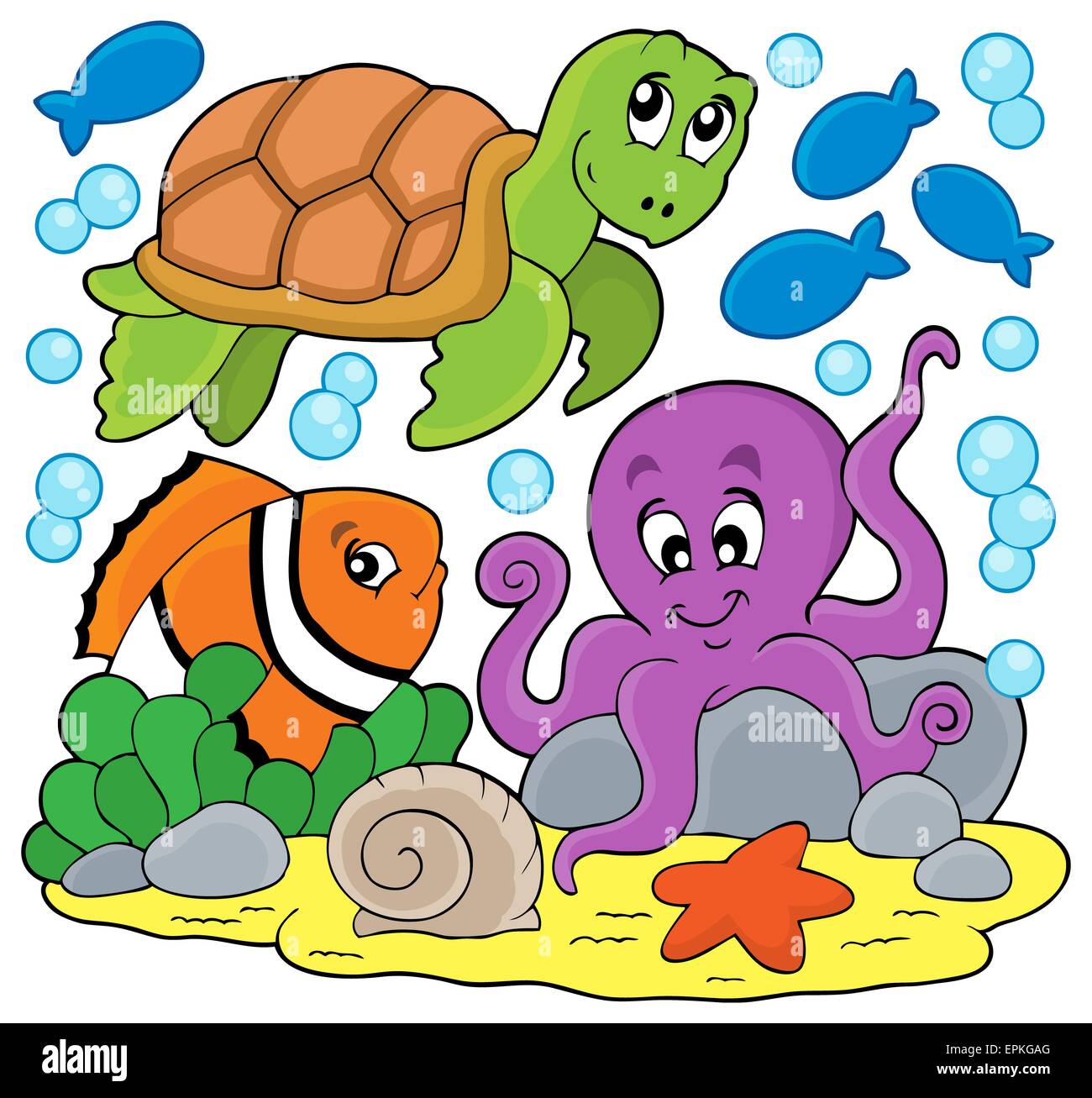 Sea animals thematic image - picture illustration Stock Photo - Alamy