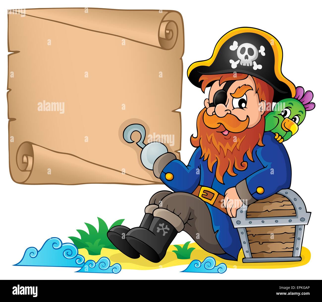 Sitting pirate theme image 6 - picture illustration Stock Photo - Alamy