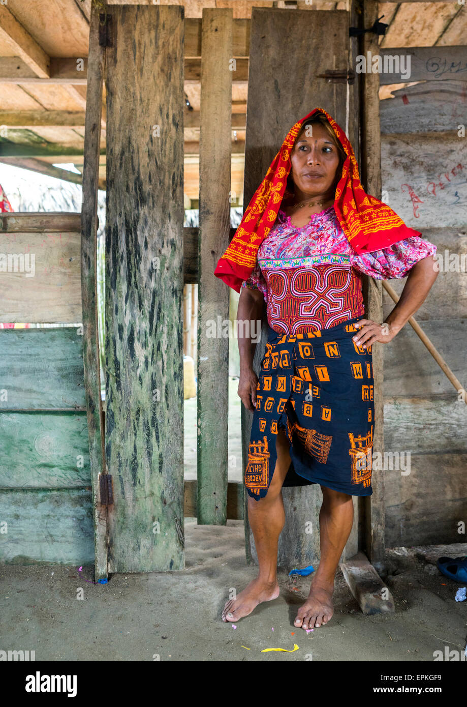 Panama, San Blas Islands, Mamitupu, Gay Kuna Indigenous Man Wearing ...