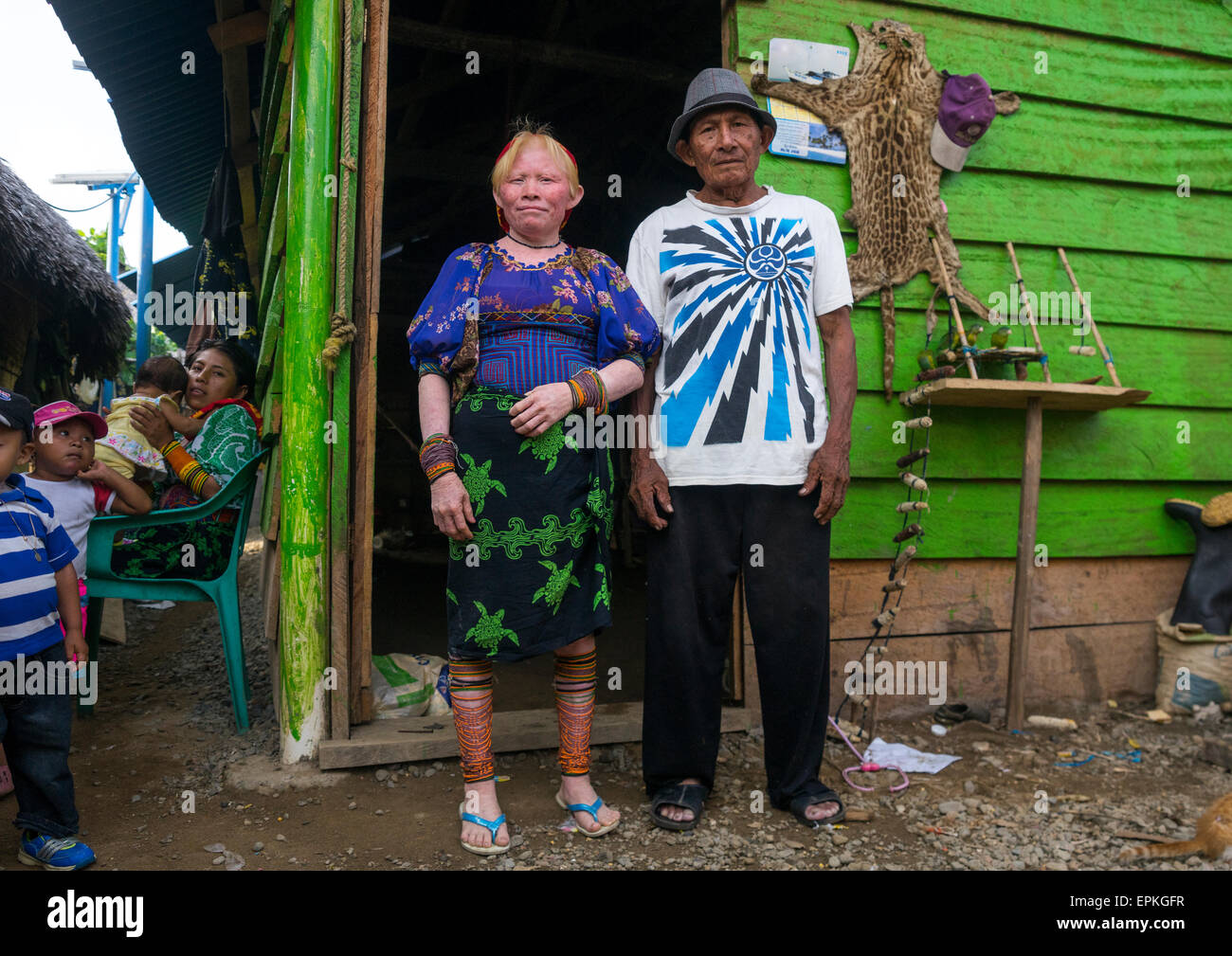 Panama, San Blas Islands, Mamitupu, Albino Kuna Tribe Woman With Her ...