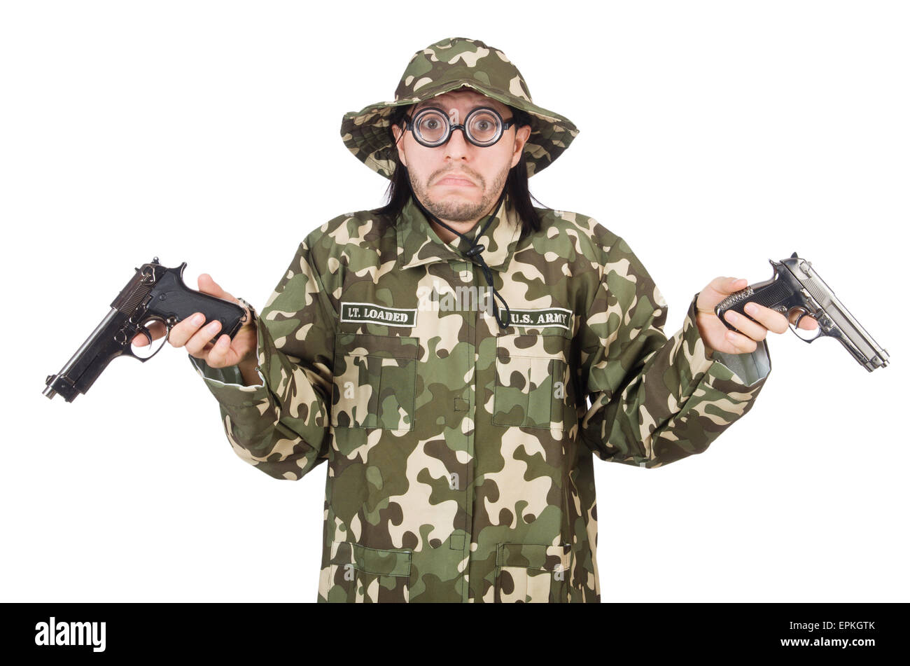 Funny soldier in military concept Stock Photo - Alamy