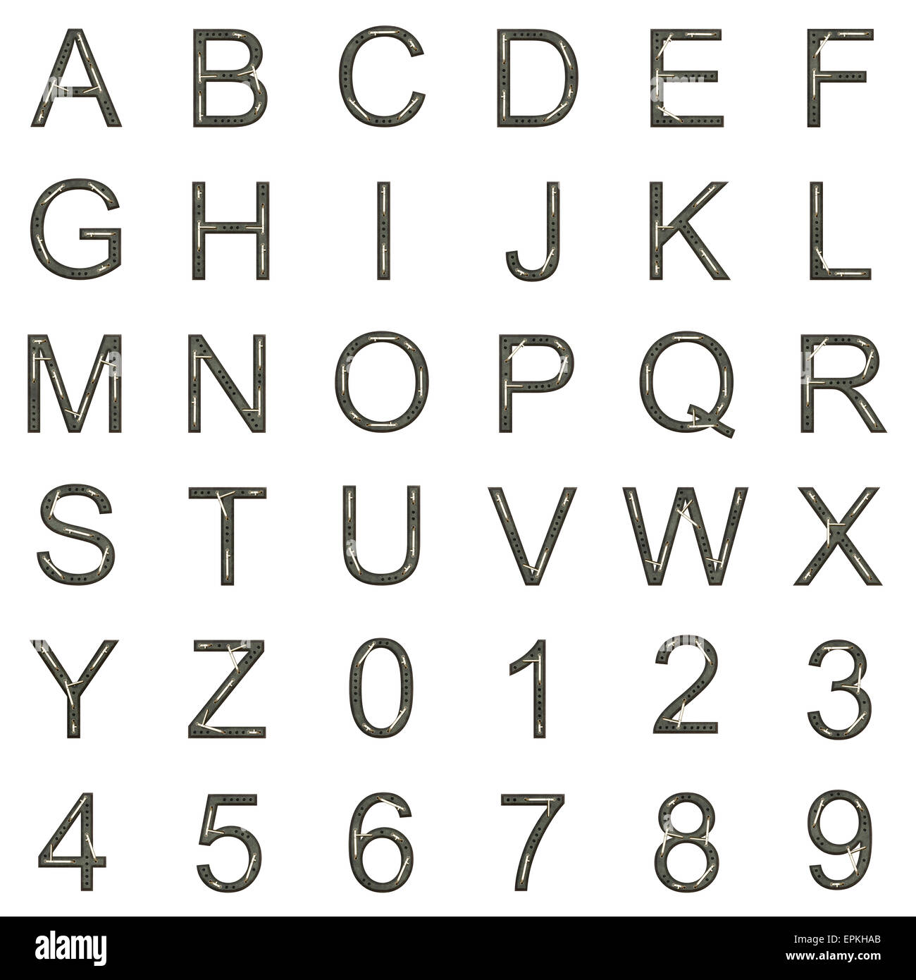 Alphabet, Numbers technically Stock Photo - Alamy