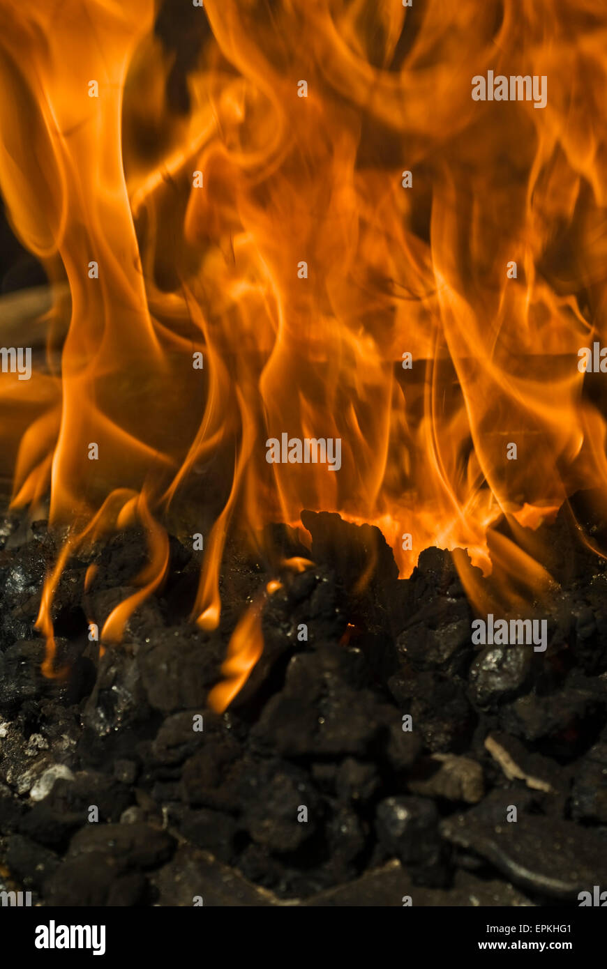 Coal fire of a blacksmiths Stock Photo - Alamy