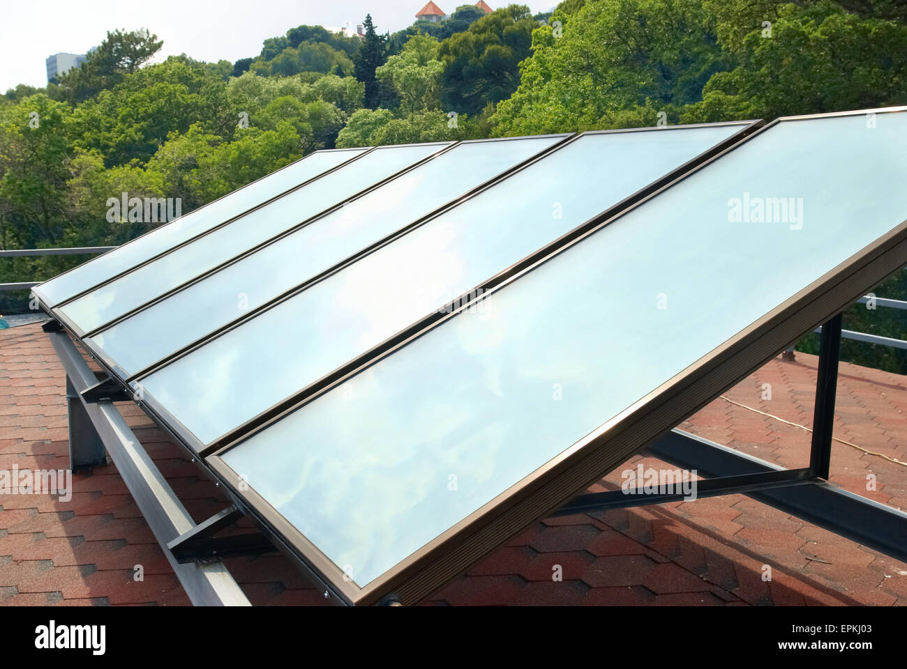 Solar system on the roof Stock Photo - Alamy