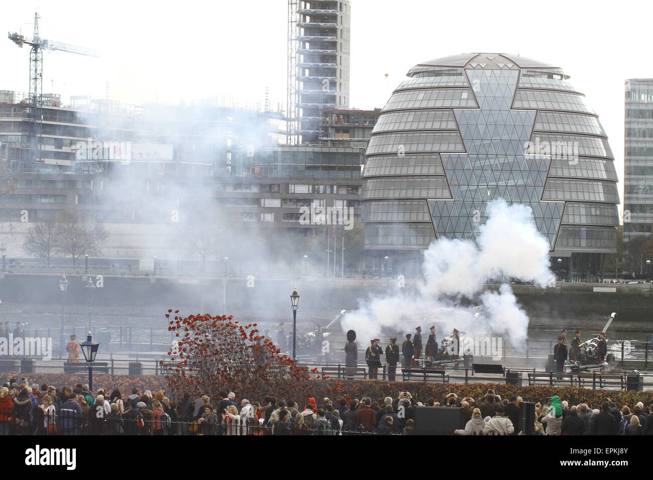 A gun salute takes place at the Tower of London to commemorate Prince ...