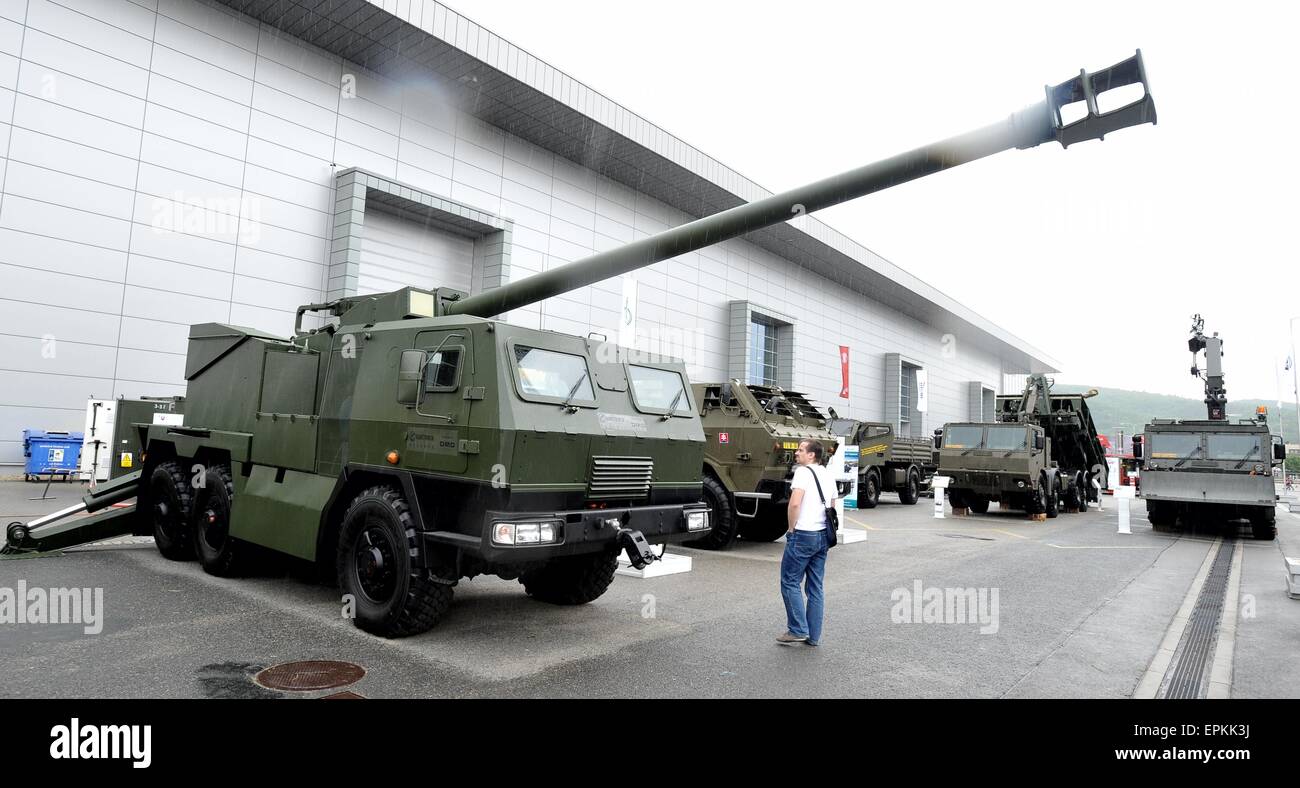 The EVA - howitzer, gun during the start of international trade fair of ...
