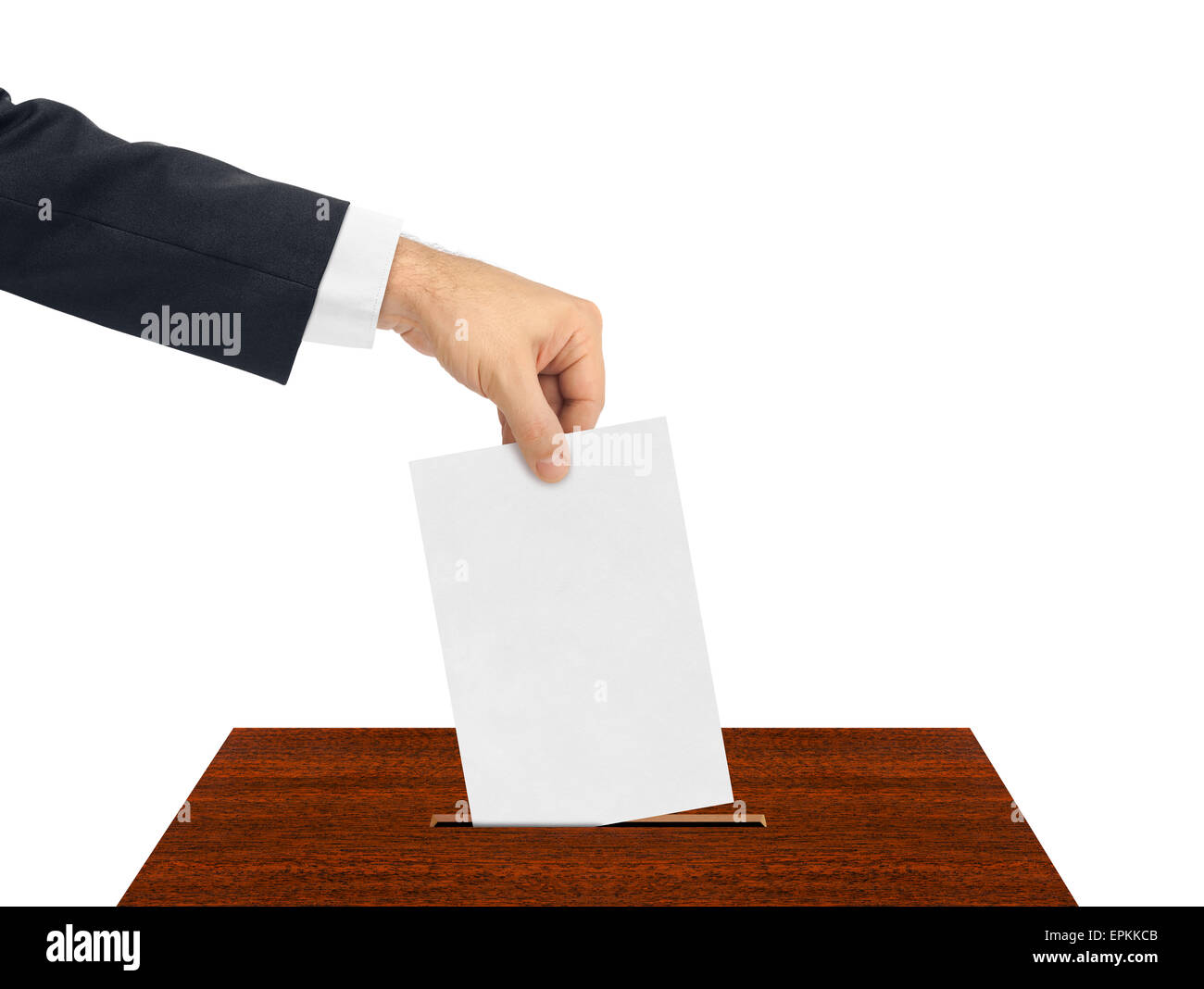 Hand with paper ballot Stock Photo - Alamy