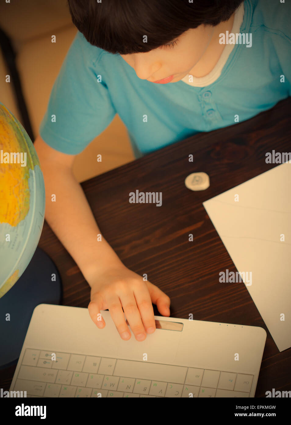 boy doing homework Stock Photo - Alamy