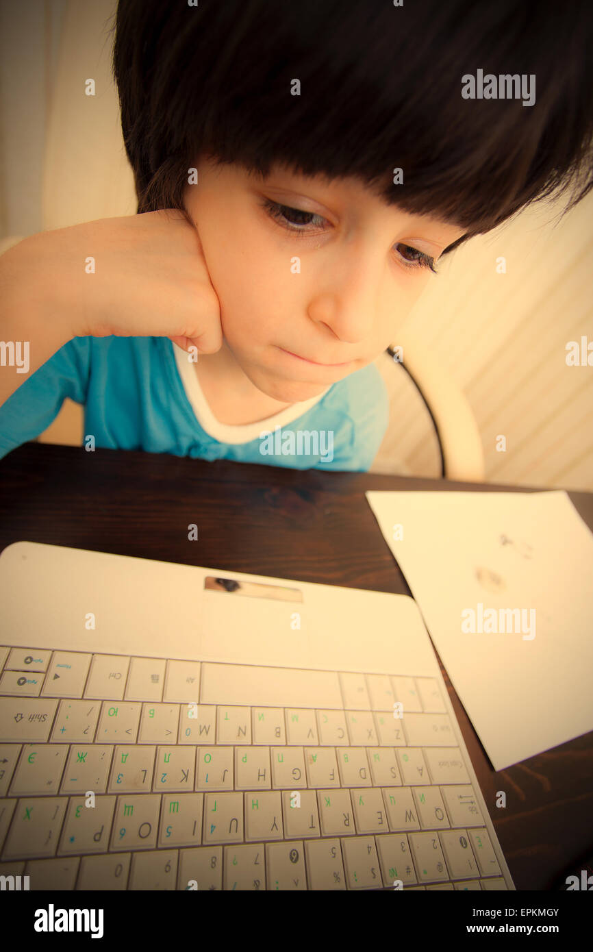boy with computer Stock Photo - Alamy