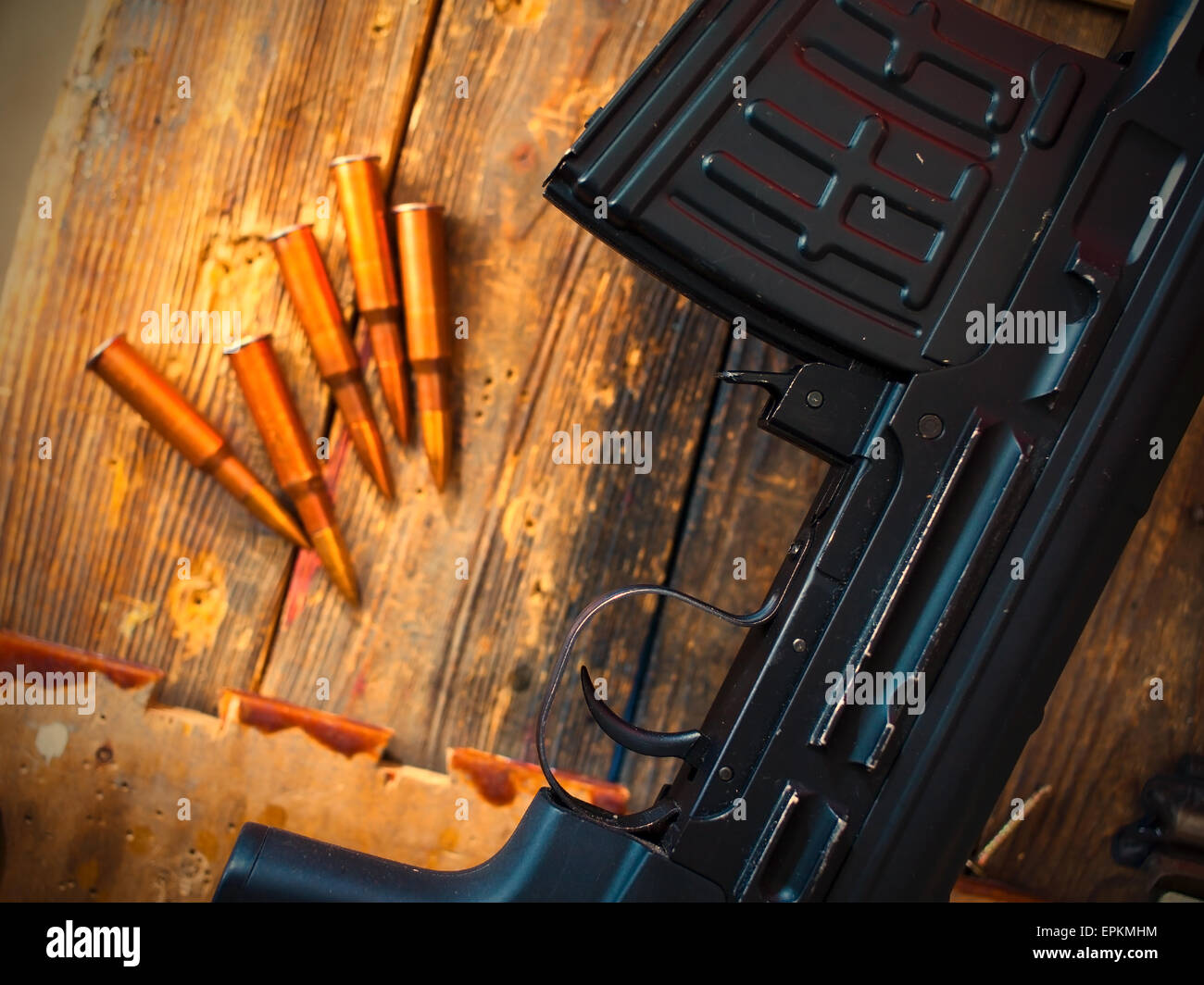sniper rifle and several cartridges Stock Photo - Alamy