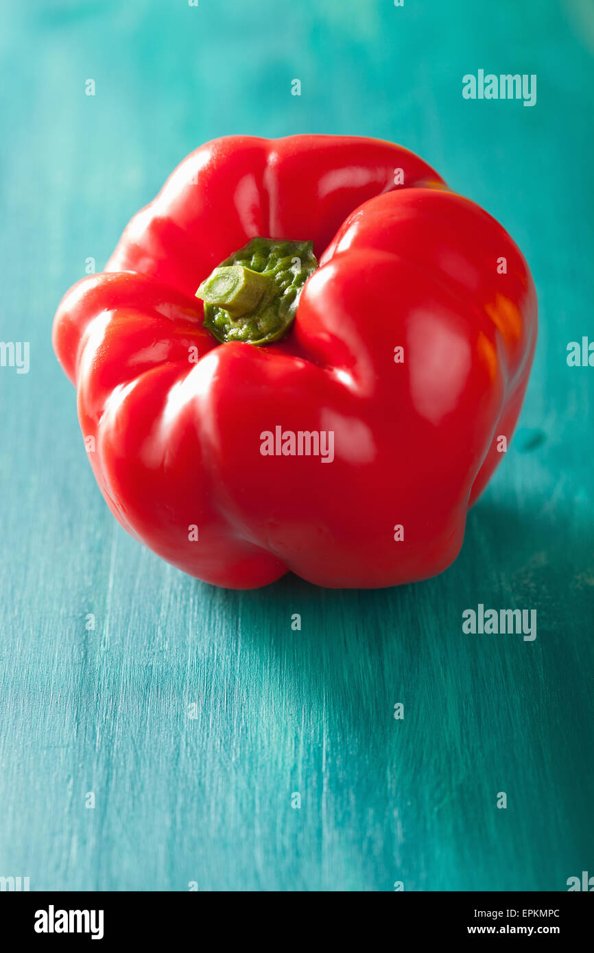 healthy vegetable red pepper on turquoise background Stock Photo - Alamy
