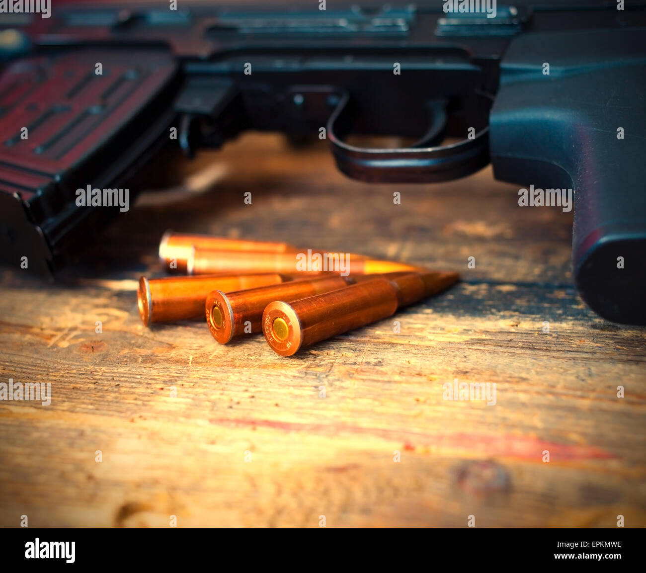 several cartridges to sniper rifle Stock Photo - Alamy