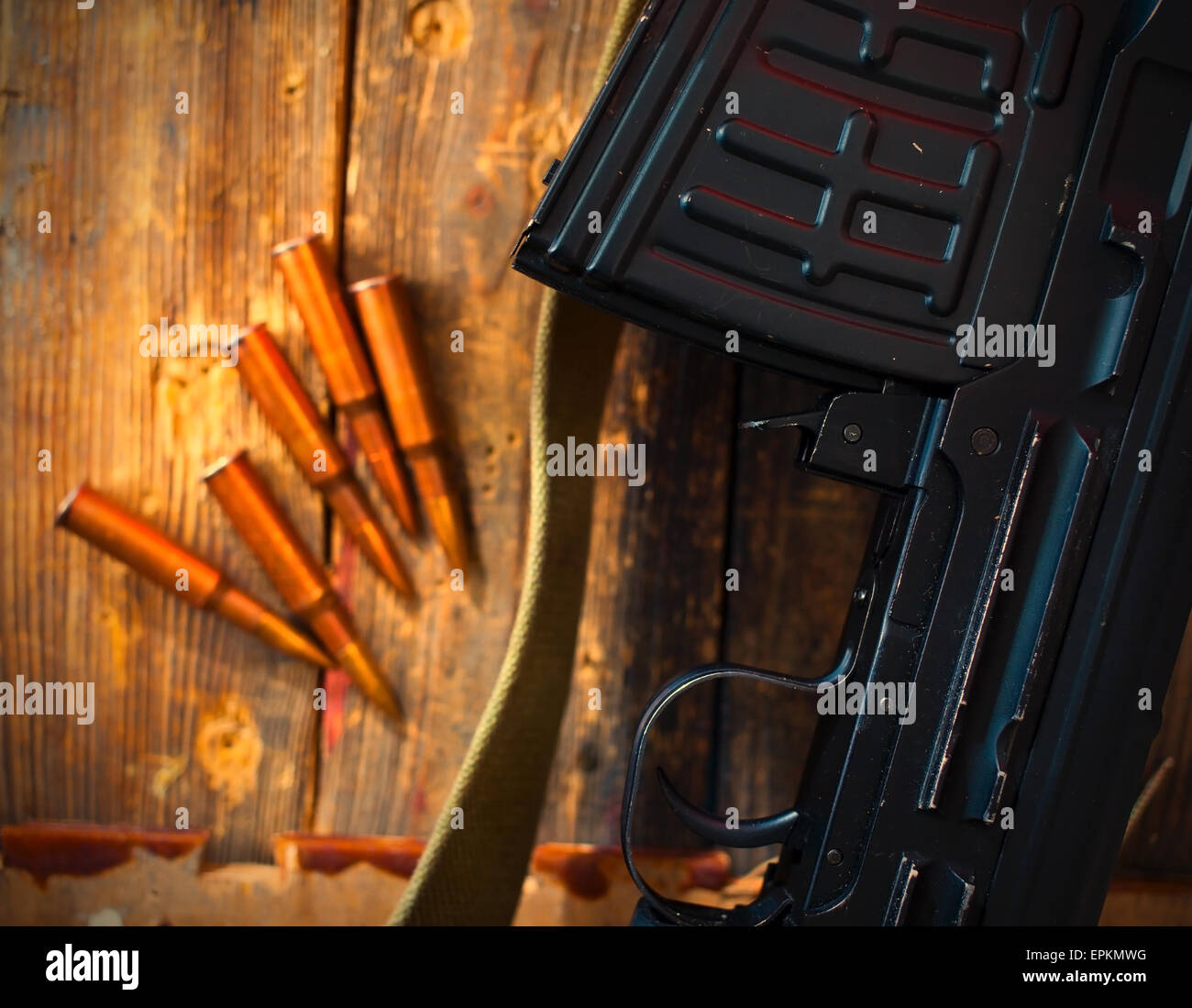 sniper rifle and several cartridges Stock Photo - Alamy
