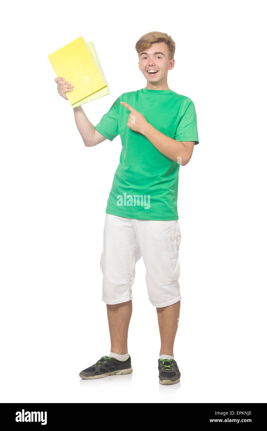 Student with books isolated on white Stock Photo - Alamy