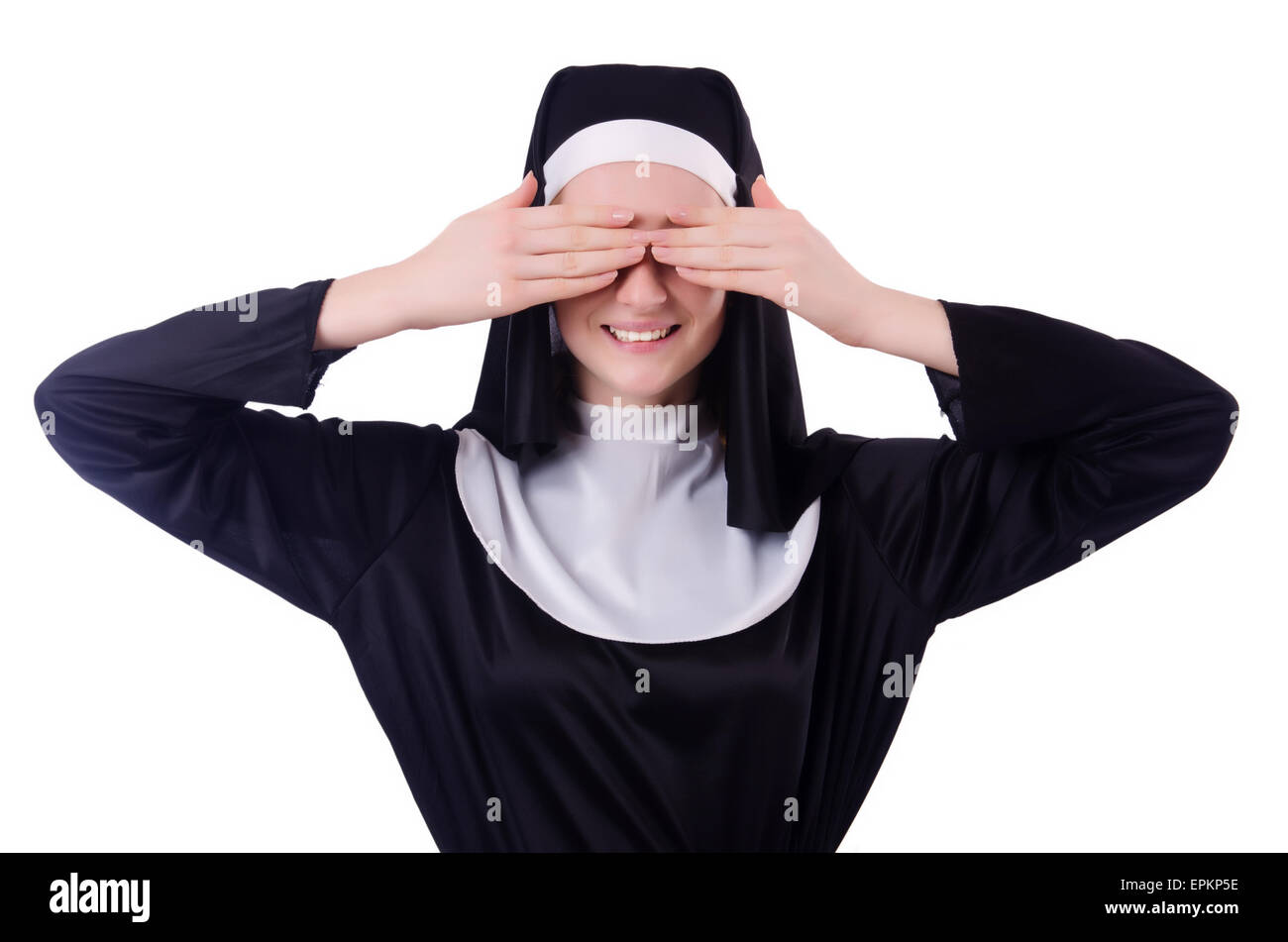 Nun isolated on the white background Stock Photo - Alamy