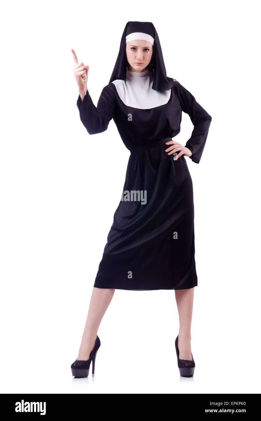 Nun isolated on the white background Stock Photo - Alamy