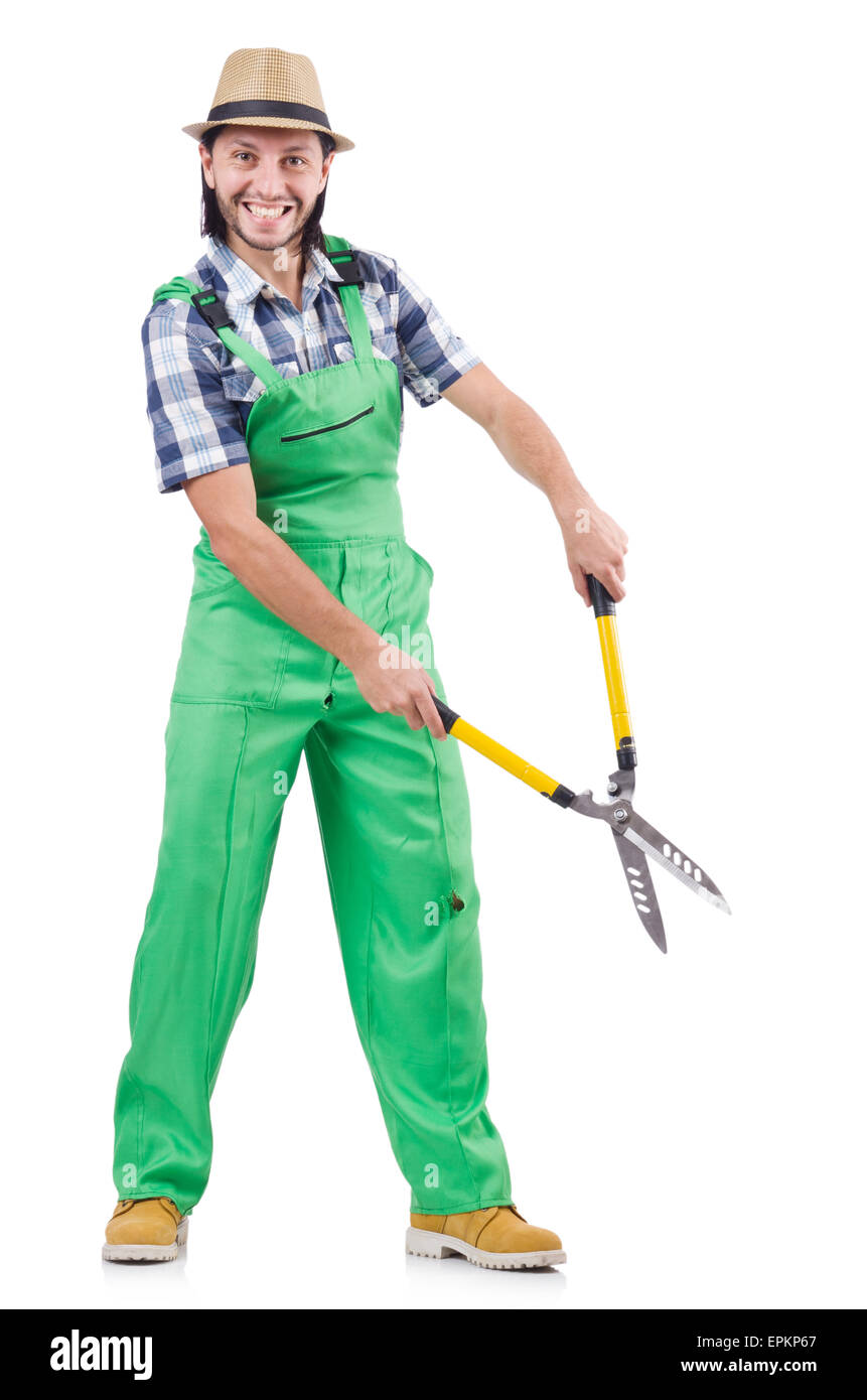 Male gardener isolated on white Stock Photo - Alamy