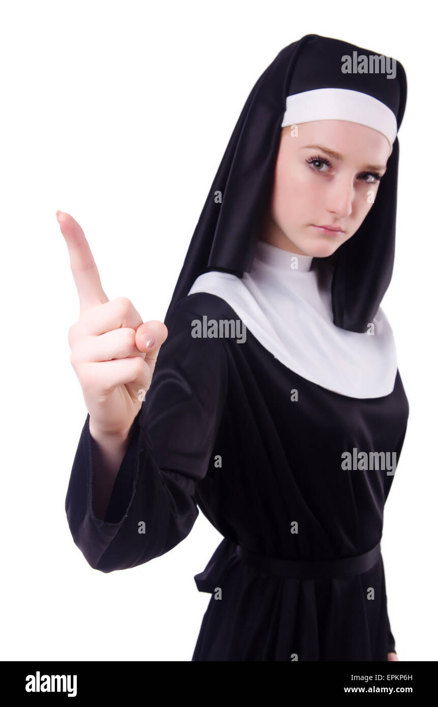 Nun isolated on the white background Stock Photo - Alamy