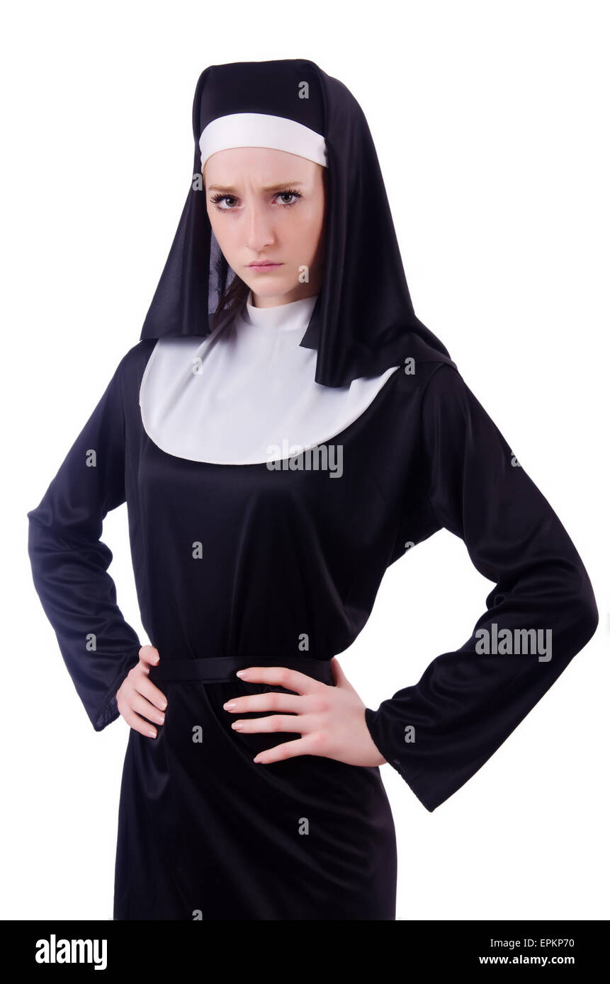 Nun isolated on the white background Stock Photo - Alamy