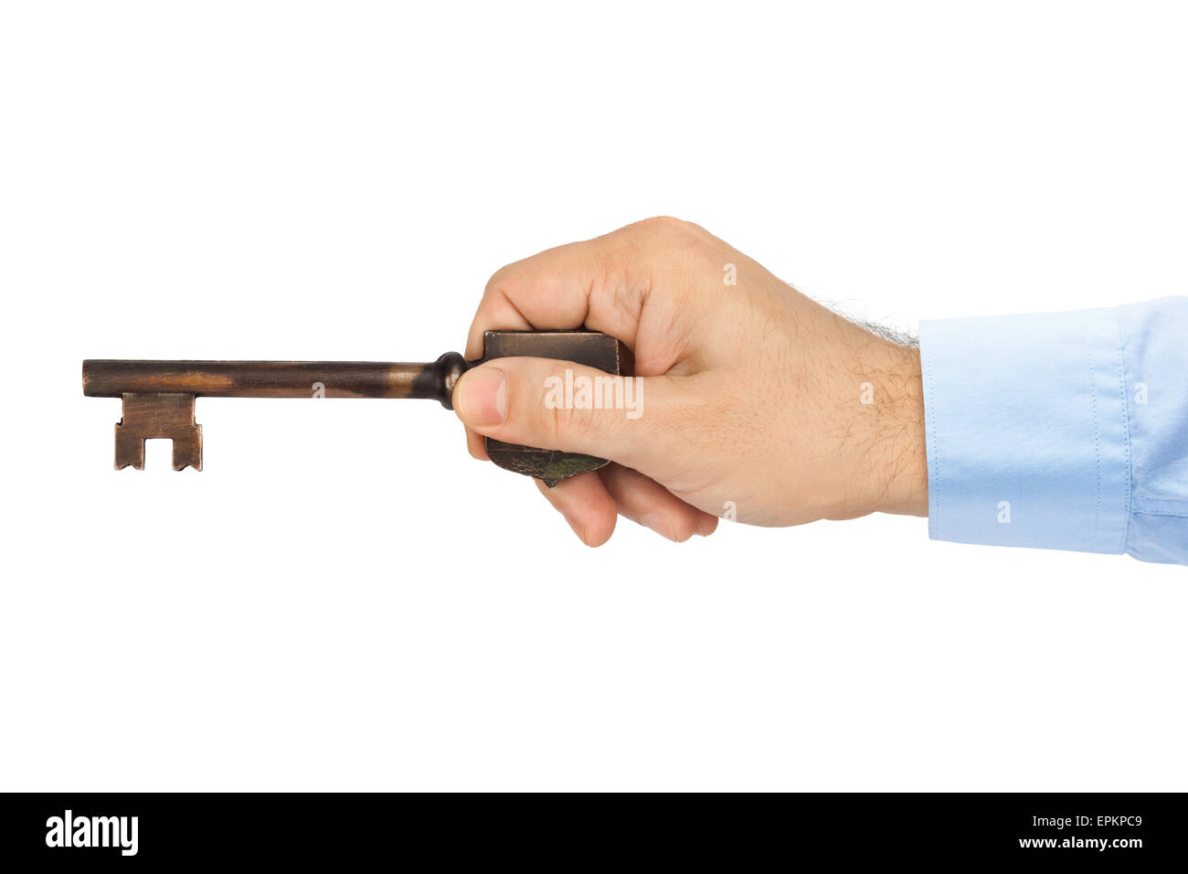 Hand with retro key Stock Photo - Alamy