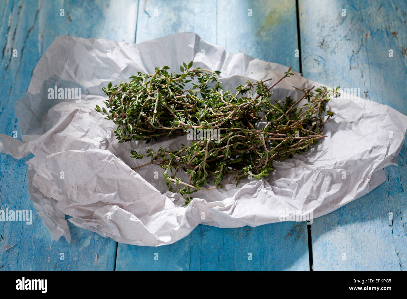 Thyme on paper Stock Photo - Alamy