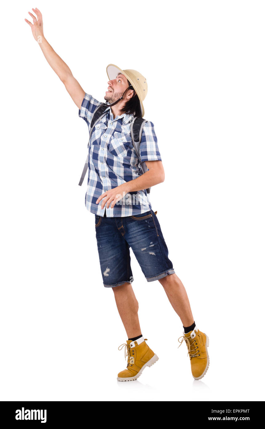 Young man hiker traveler standing Cut Out Stock Images & Pictures - Alamy